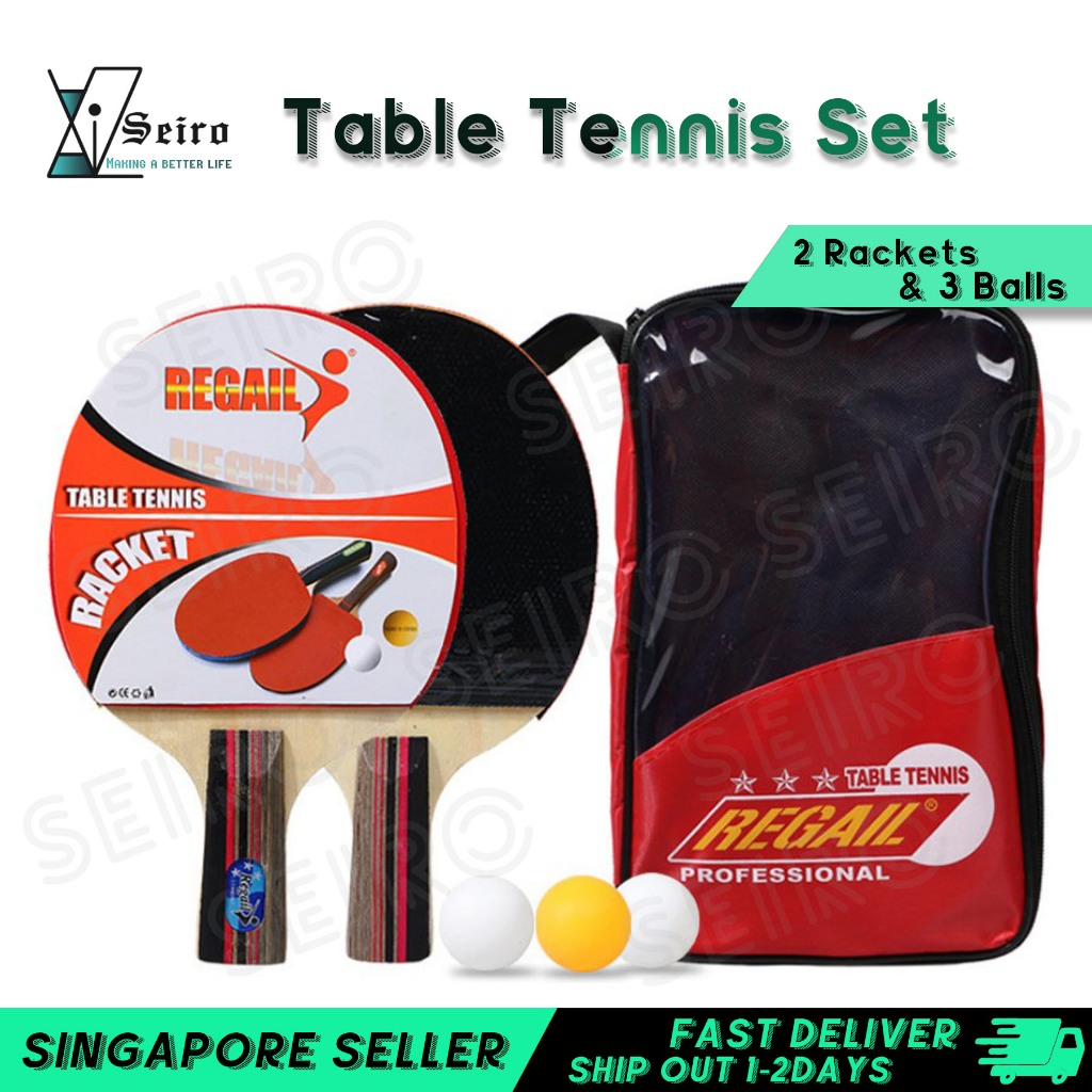【SG】Table Tennis Racket & Balls Set Portable Ping Pong Bat Table Tennis ...