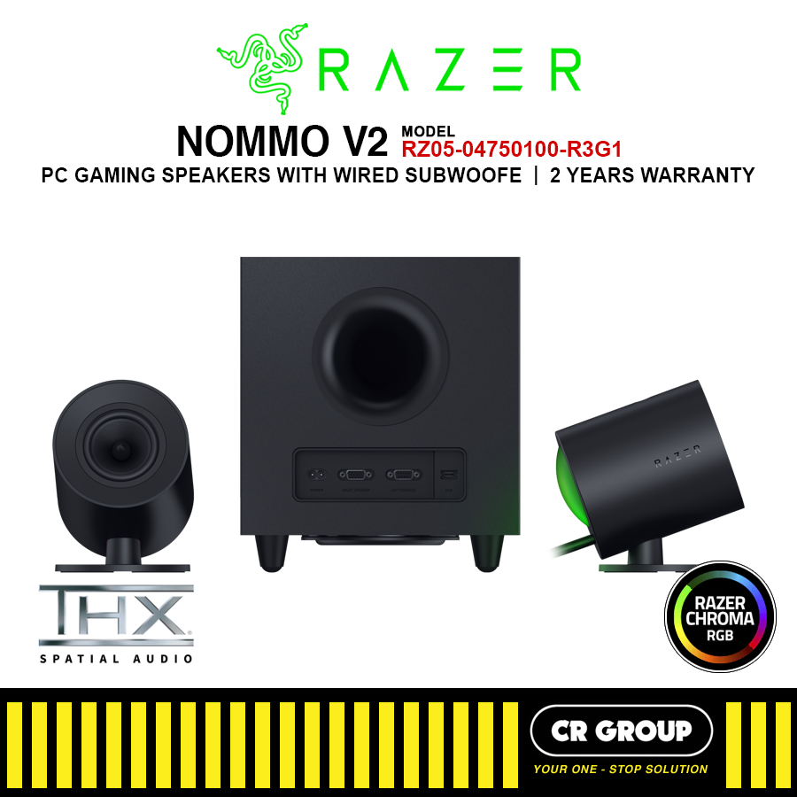 RAZER NOMMO V2 - Full-Range 2.1 PC Gaming Speakers with Wired Subwoofer ...