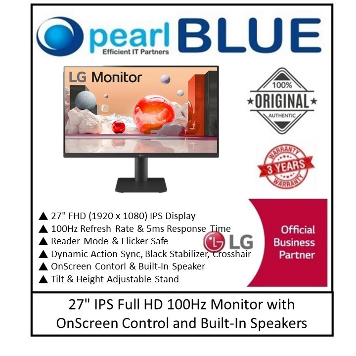 LG 27" IPS Full HD 100Hz Monitor with OnScreen Control and Built-In ...