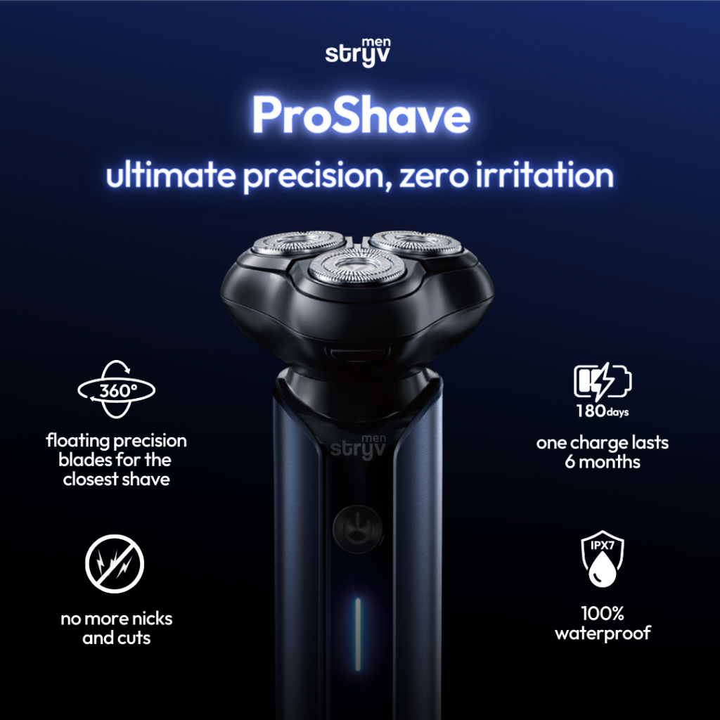 Stryv Men | ProShave - Electric Face Shaver for Wet & Dry Shaving with ...