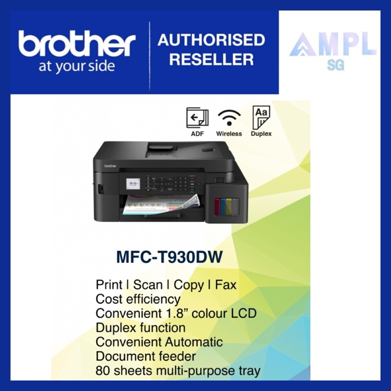 NEW Brother MFC-T930DW Ink Tank Printer | Print Scan Copy Fax | Auto 2 ...