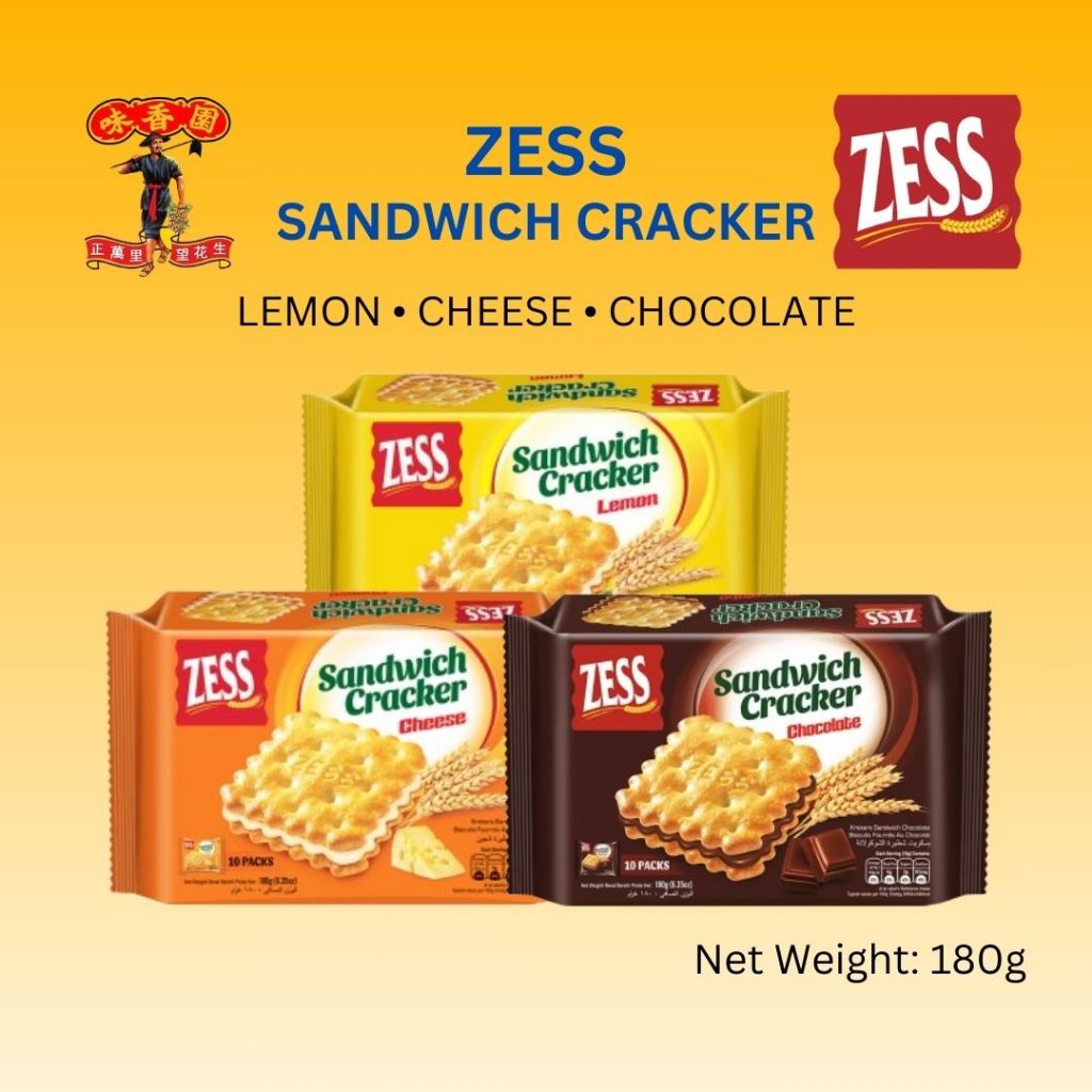 ZESS Sandwich Cracker 180g (Cheese / Lemon / Chocolate) | Shopee Singapore
