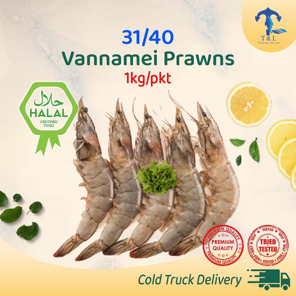 Halal Vannamei Prawns 31/40 (1kg) | 池虾 | Shopee Singapore