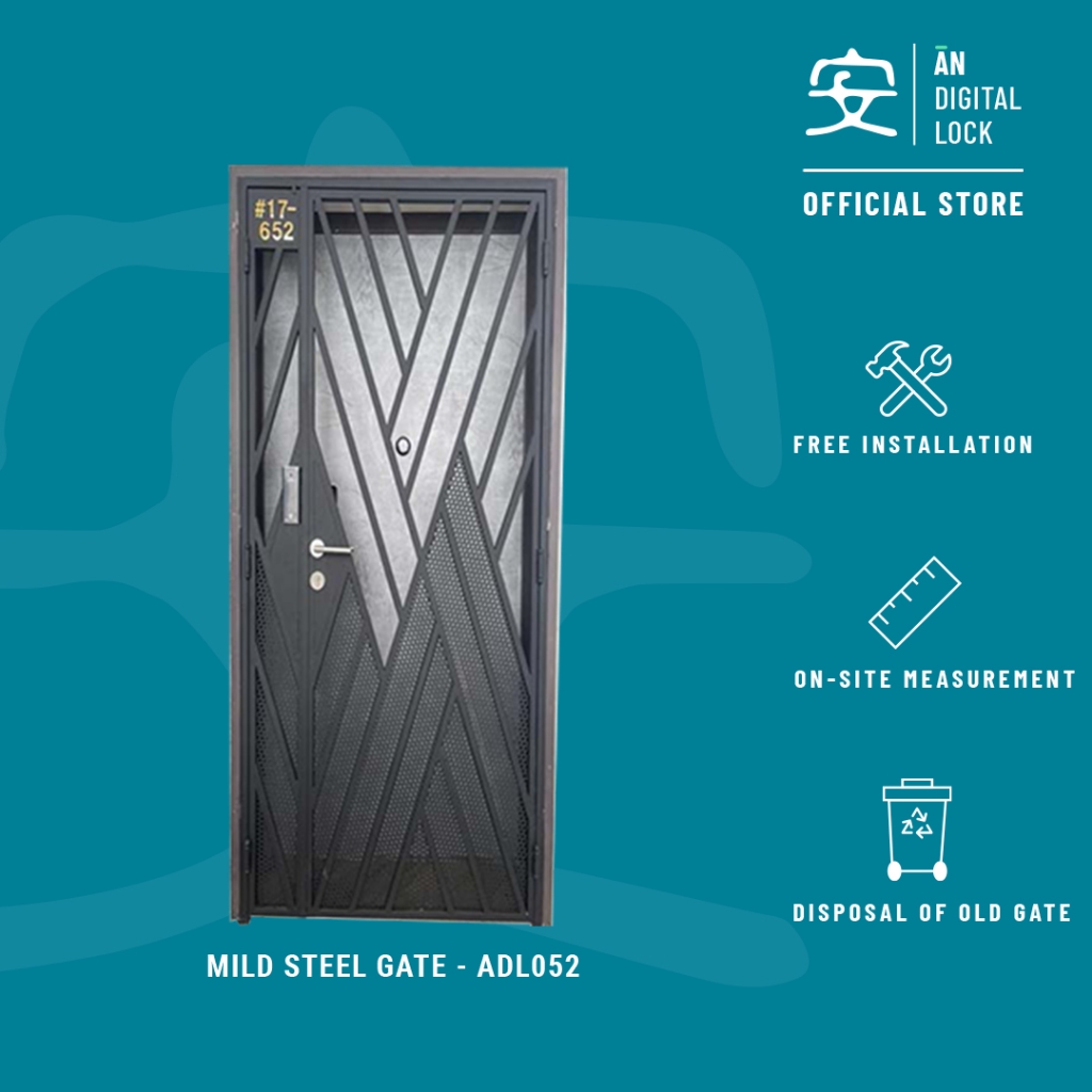 Mild Steel HDB Metal Gate (ADL052) | AN Digital Lock | Shopee Singapore