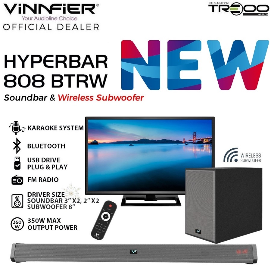 Vinnfier Hyperbar 808 BTR Wireless Bluetooth Soundbar Speaker with ...