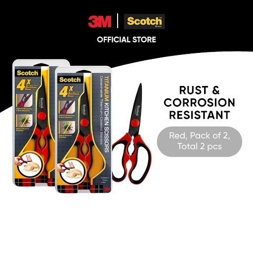 3M™ Scotch™ Titanium Kitchen Scissors, Detachable, 1 pc/pack, Red ...