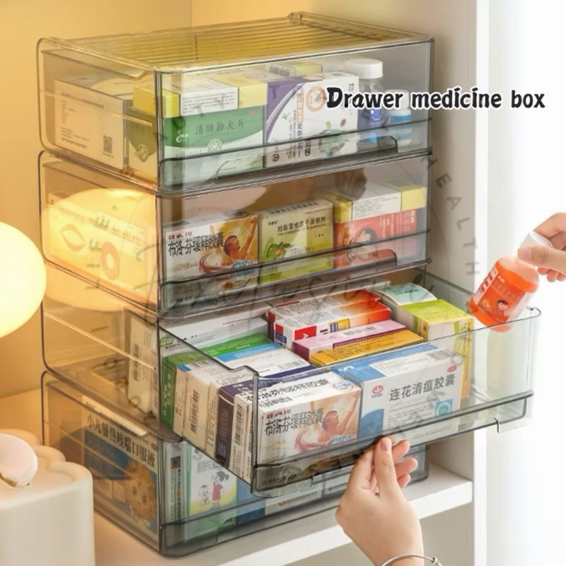📦💊Premium Acrylic Medicine box family drawer type large capacity multi ...