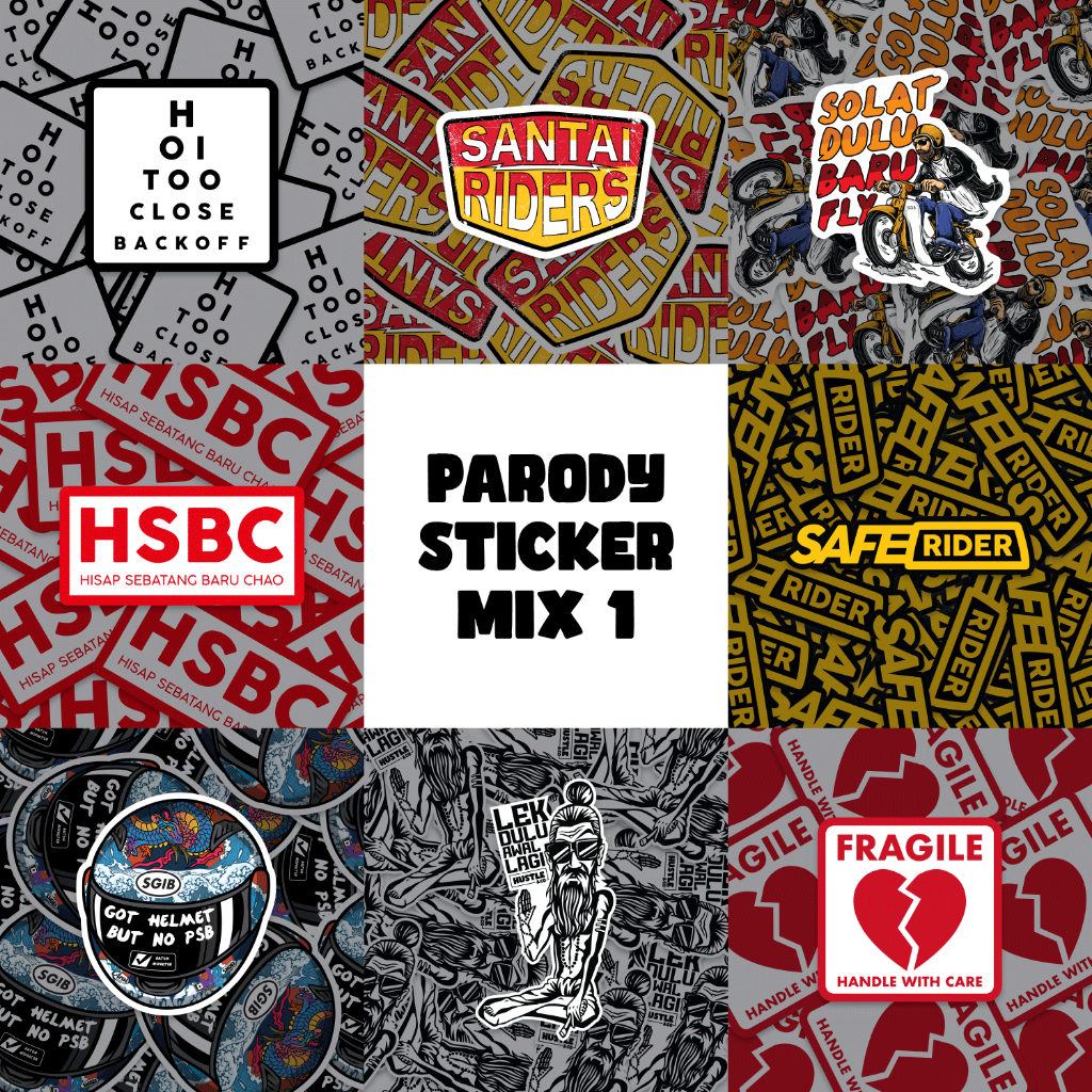Parody Sticker Mix 1 – Waterproof UV-Resistant Decal Stickers for Bikes ...