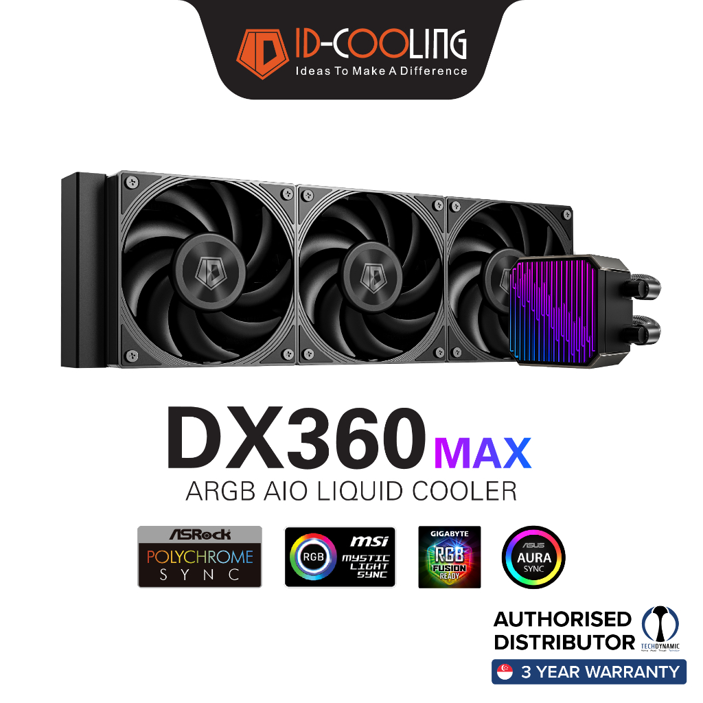 ID-COOLING DX360 MAX Liquid CPU Cooler 360mm ARGB AIO Cooler - Black ...