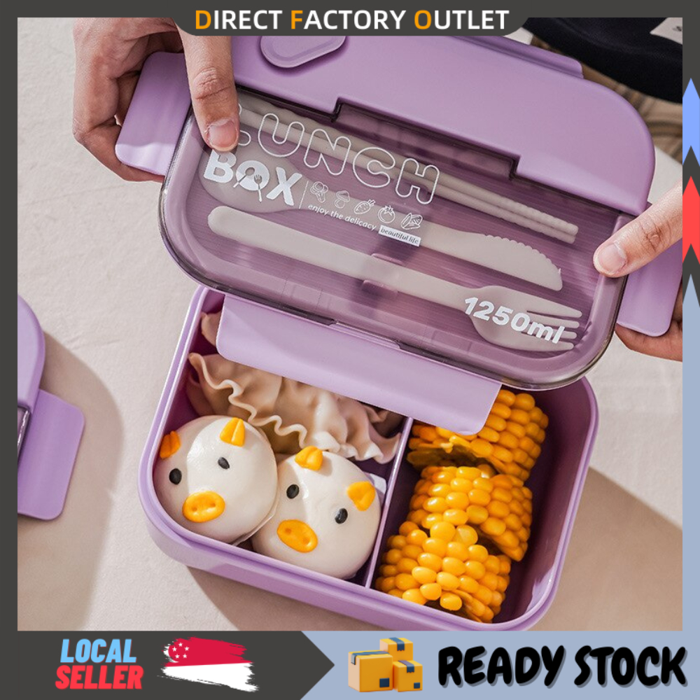 Bento Microwave & Freeze Safe lunch box for kids / Adults - PP5 1250 ML With Spoon & Fork BPA ...