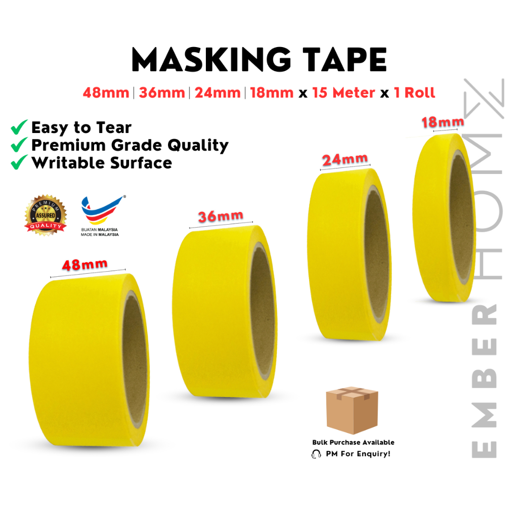 Yellow Masking Tape/Tearable Tape Purpose Packaging (18mm-48mm) x ...