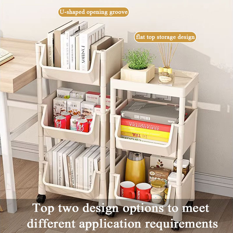 Multi-Layer Storage Rack With Wheels Movable Book Shelf Rack Household ...