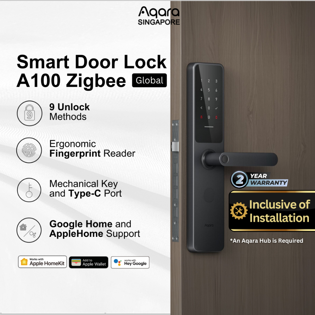 Aqara A100 Smart digital Door lock Fire Rated Security Fingerprint ...