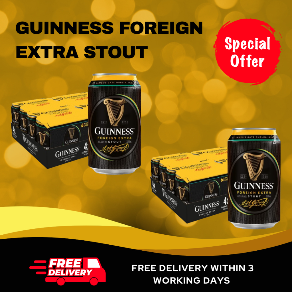 Guinness Foreign Extra Stout Can 320ml x 24 cans (2 Cartons) | Shopee ...