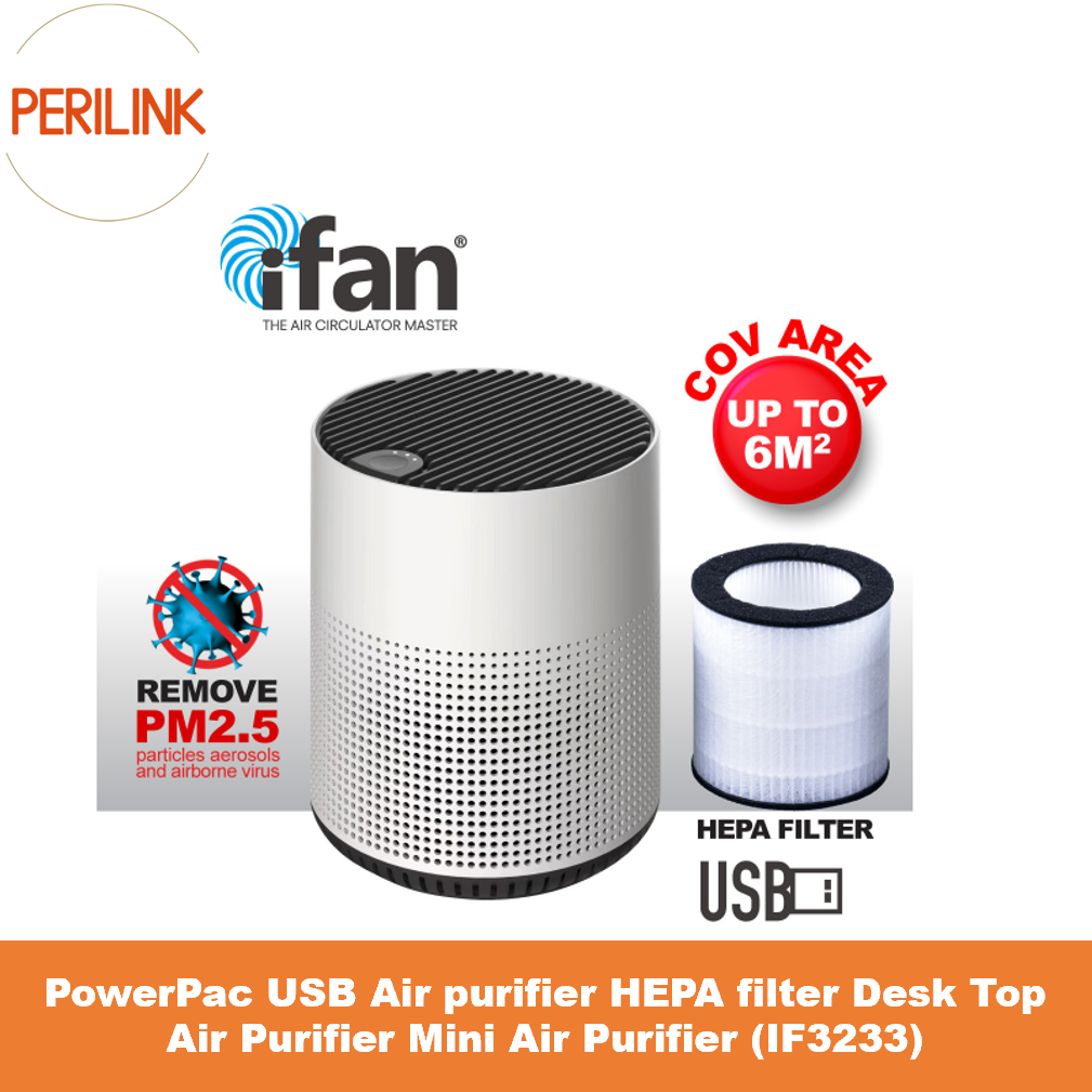 PowerPac USB Air purifier HEPA filter Desk Top Air Purifier Mini Air ...