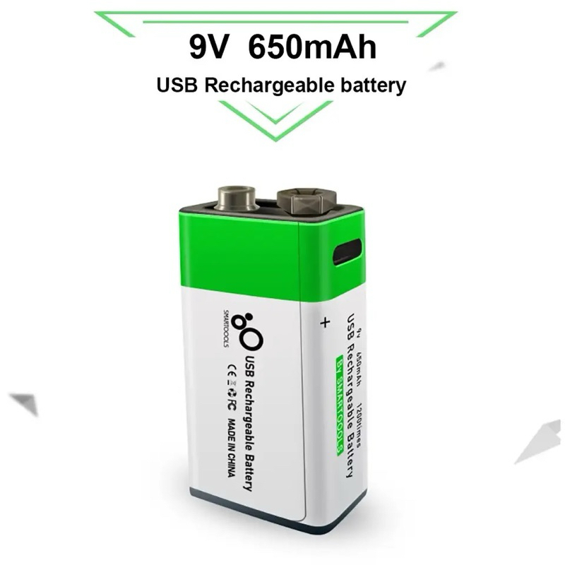 Smartoools 650mah 9V USB-C 6F22 Li-ion Rechargeable Battery | Shopee ...