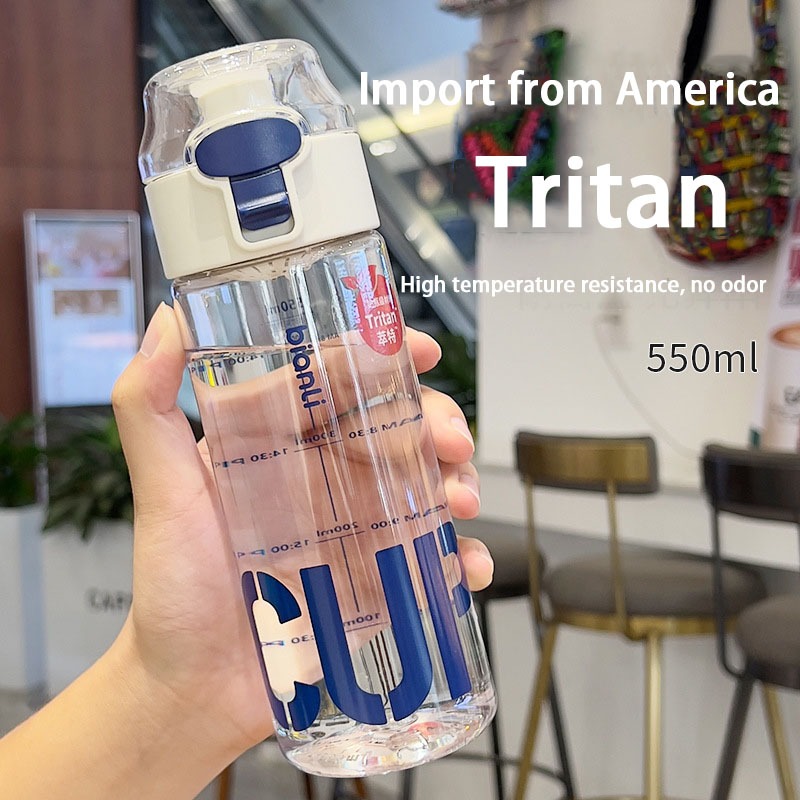 USA Tritan Water Bottle 550ML Leak-Proof for travel school office sport water bottle student ...