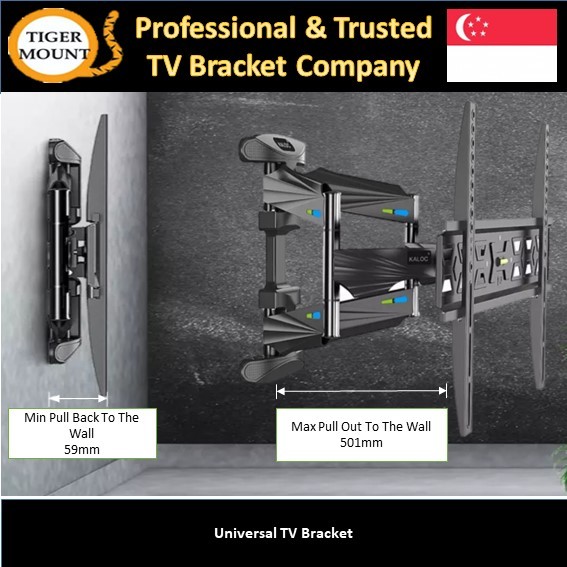 TV Bracket Double Arm Full Motion Wall Mount/Swivel 45 Degree/Flexible ...