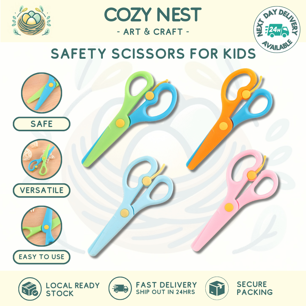 [Cozy Nest] Safety Scissors for Kids Child-Safe Plastic Scissors Anti ...