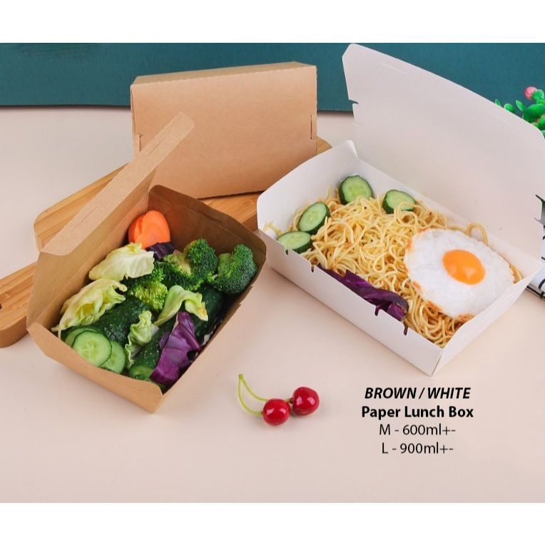 Quality Disposable Paper Lunch Box White / Take Away & Delivery Paper ...