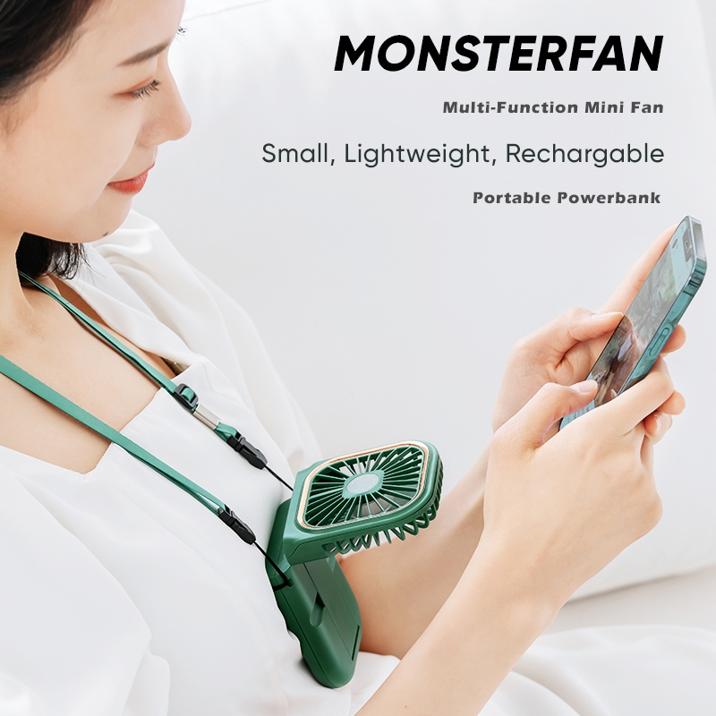 MONSTERFAN Portable Handheld Mini Fan 4500mAh USB Rechargeable Table ...
