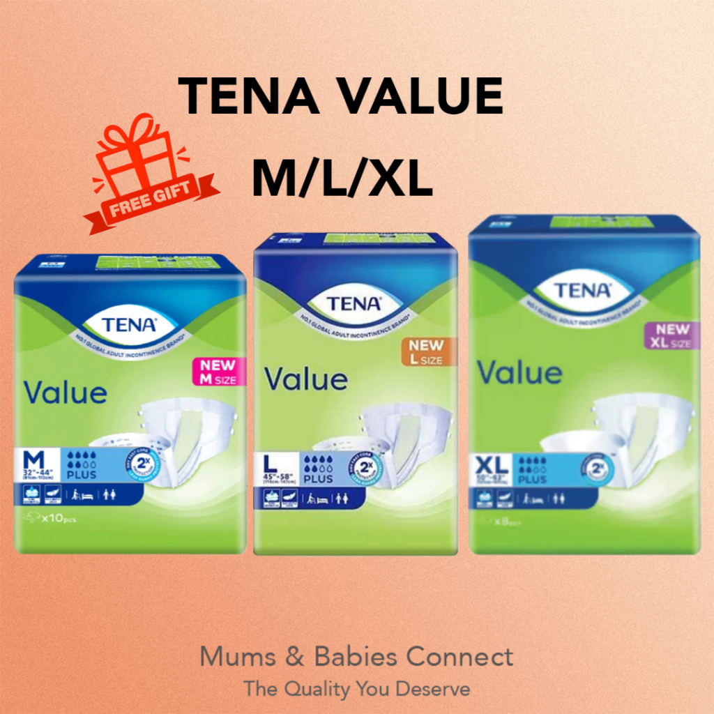 [Carton] TENA Value Adult Unisex Diapers Size M/ L/XL | Shopee Singapore