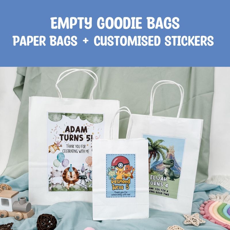 Empty Kraft Paper Bag with Customised Sticker / Children Goodie Bags ...