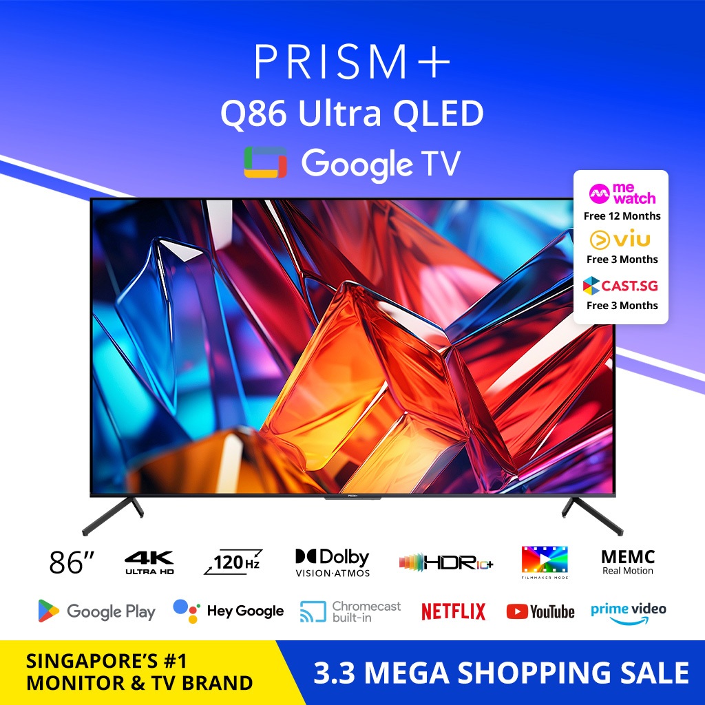 PRISM+ Q86 Ultra | 4K QLED Google TV | 86 inch | Inbuilt Chromecast ...