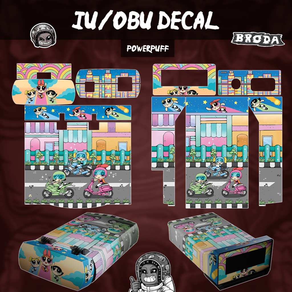 Motorbike Slim IU OBU Sticker "Powerpuff Gals" | Shopee Singapore