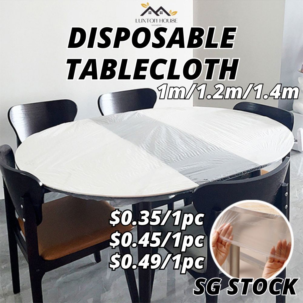 {SG} 10PCS Disposable Tablecloth Plastic Cover Elastic Table Cloth ...