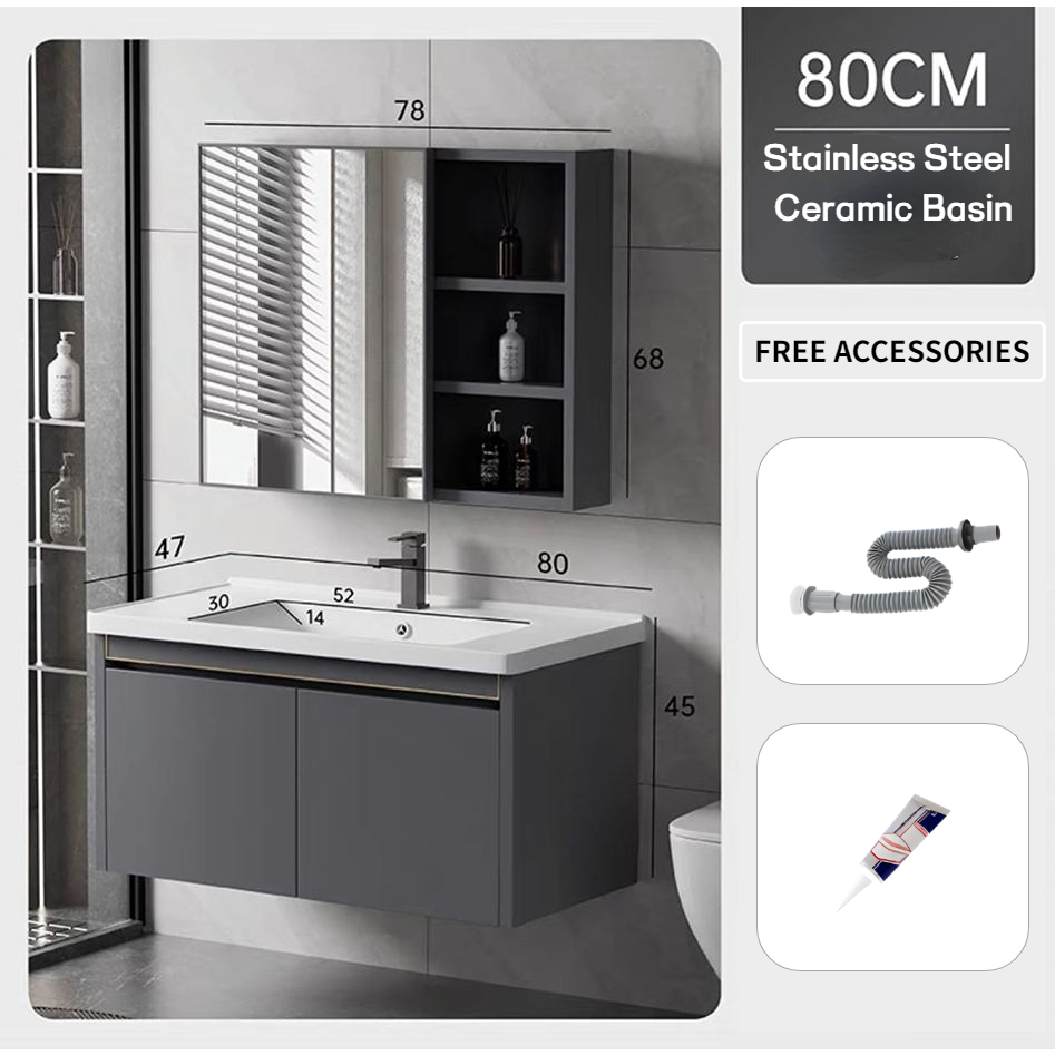 [SG Stock]Stainless steel Bathroom Vanity Cabinet Set Bathroom Cabinet ...