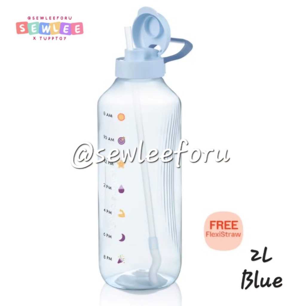 Tupperware AquaVibe 2L with Handle & FlexiStraw (Last Blue) | Shopee ...