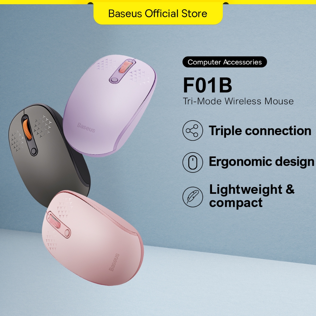 Baseus Tri-Mode Bluetooth Wireless Mouse For Tablet Laptop Silent Mouse ...