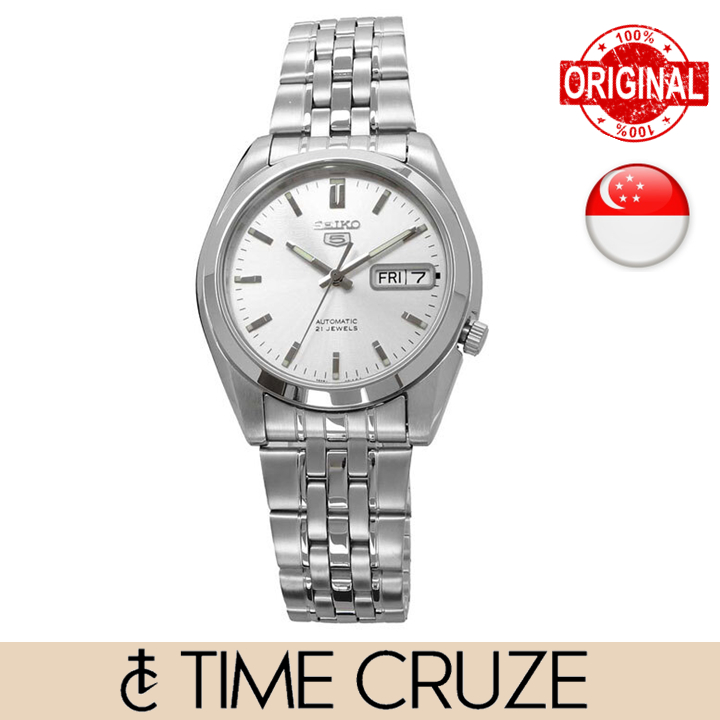 [Time Cruze] Seiko 5 SNK355K1 Automatic Silver Dial Stainless Steel Strap Men Watch SNK355K ...