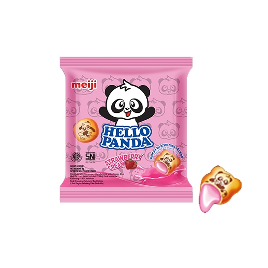 MEIJI Hello Panda Strawberry Cream Biscuits (8g each) Halal Mini Pack ...