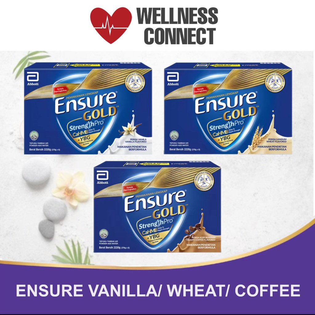 ENSURE GOLD VANILLA/WHEAT/ COFFEE 800G/ SACHETS / BIB 2.22kg (6 x 370g ...