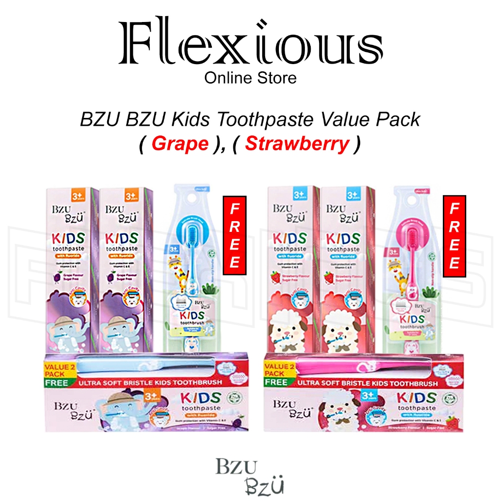 *BZU BZU* Kids Toothpaste Value Pack ( Grape ), ( Strawberry ) | Shopee ...