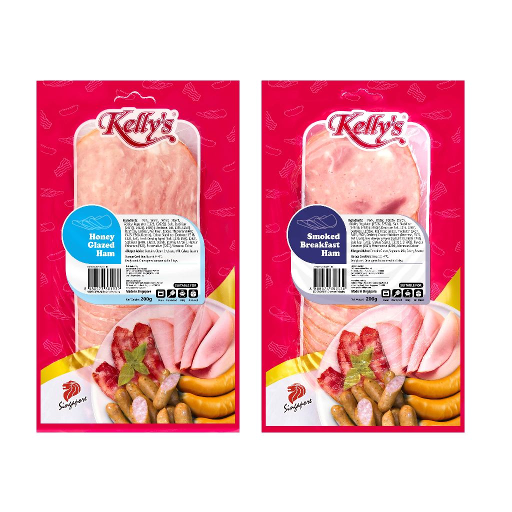 [Bundle of 2] Kelly's Sliced Ham - Breakfast Ham/Honey Glazed Ham 200g ...