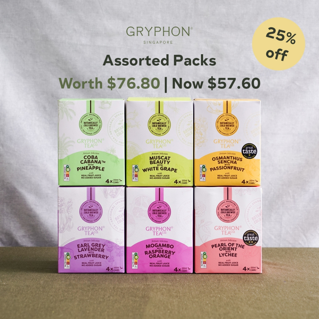 [GRYPHON TEA CO.] Botanically Cold Brewed Sparkling Tea Cans (Assorted ...