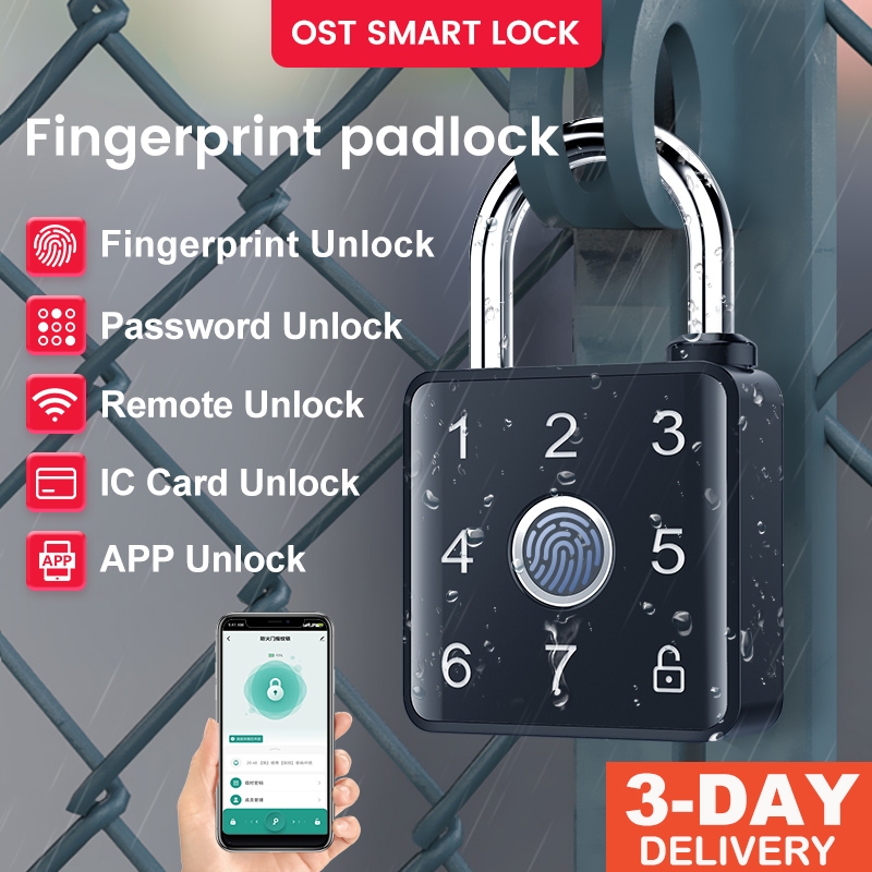 Tuya 5-in-1 Smart Fingerprint Padlock With Key Heavy Duty Waterproof ...