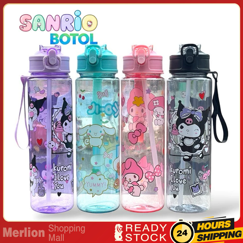 VANOW 800ml Botol Air Kuromi Cinnamoroll Water Bottle Kids Straw Bpa ...