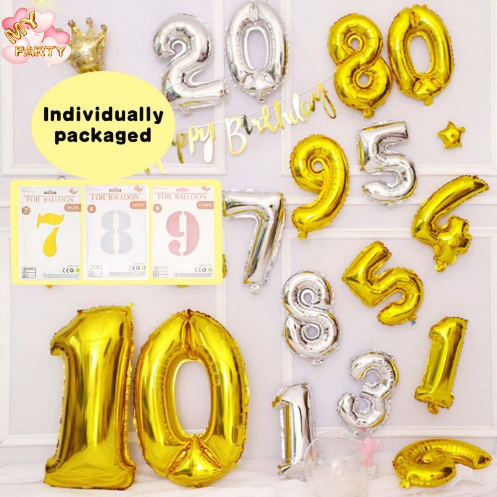 16 inch Number Balloon Foil Large Digital Aluminium Film Giant Animal ...
