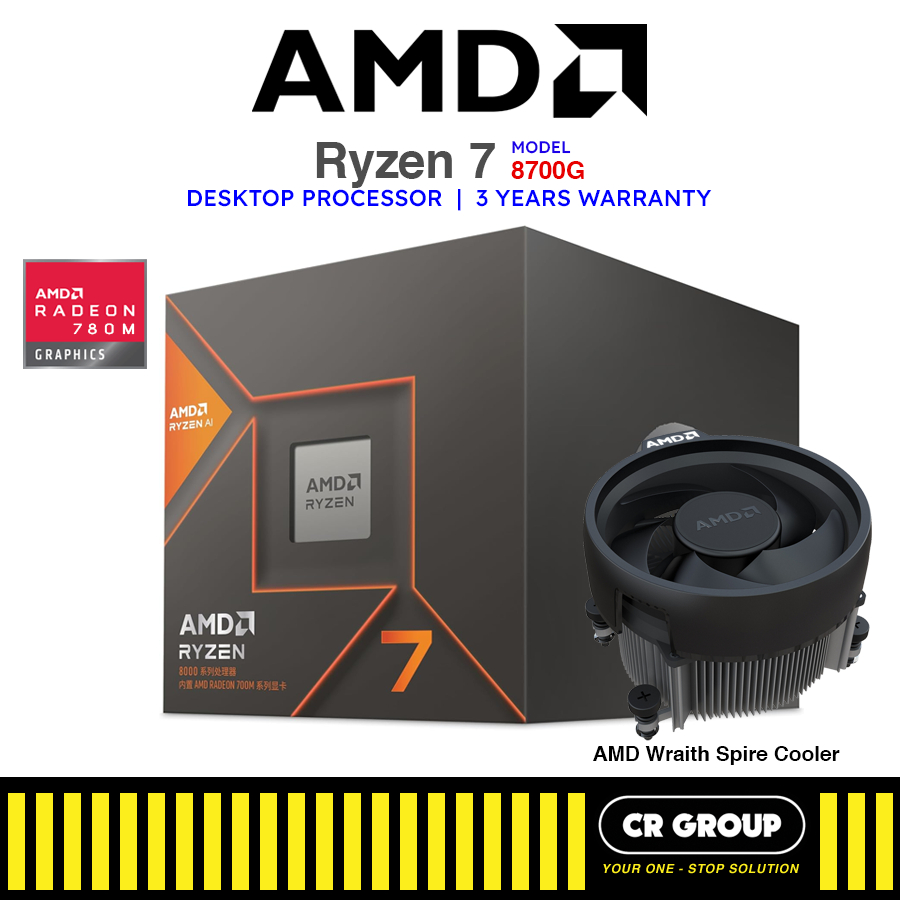 AMD Ryzen 7 8700G Desktop Processor with Wraith Spire Cooler (3Yrs ...