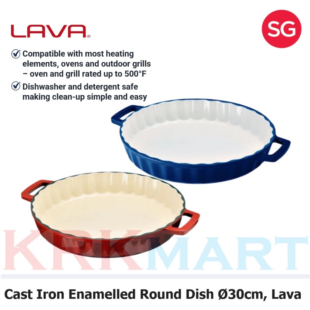 LAVA Cast Iron Enamelled Round Dish Ø30cm | Shopee Singapore