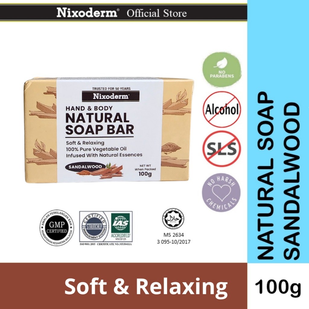 Nixoderm Hand & Body Natural Soap Bar- Sandalwood | Shopee Singapore