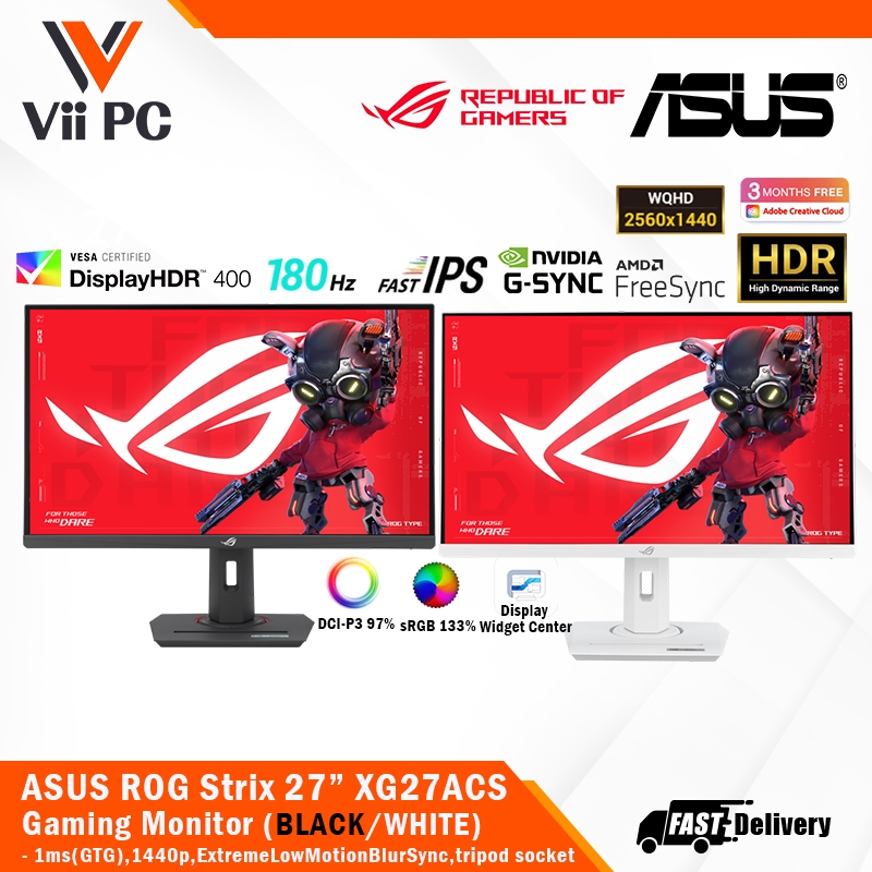 ASUS ROG Strix XG27ACS 27" USB Type-C Gaming Monitor BLACK/WHITE - WQHD ...