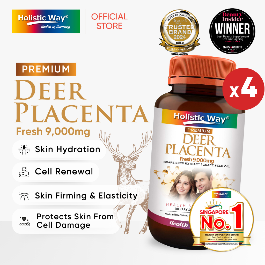 [Bundle of 4] Holistic Way Premium Deer Placenta Fresh 9000mg (60 ...