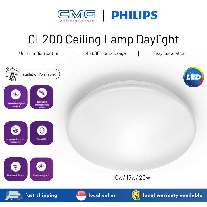 Philips CL200 Round Ceiling Light Cover + LED Light | EyeComfort | Cool ...