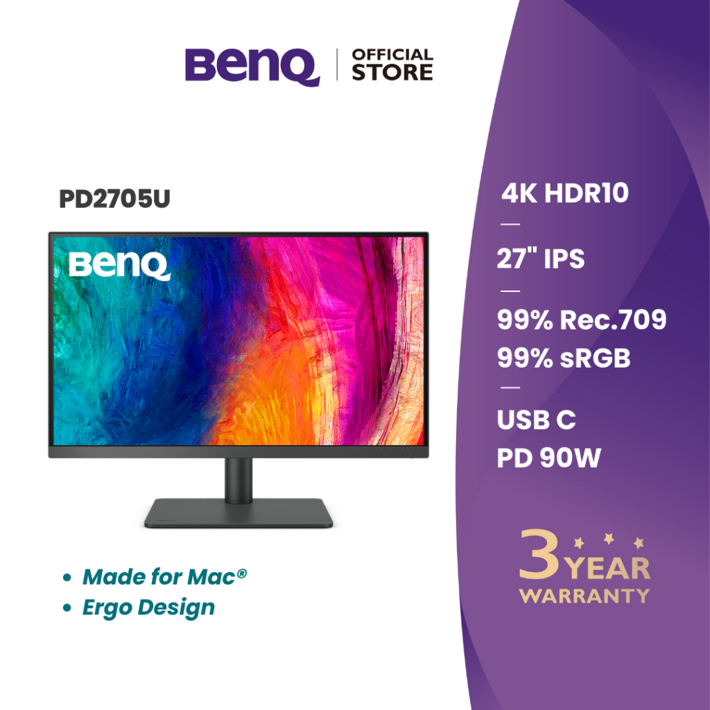 BenQ PD2705U, PD3205U Mac-Ready 4K Monitor UHD IPS USB C, sRGB, HDR10 ...