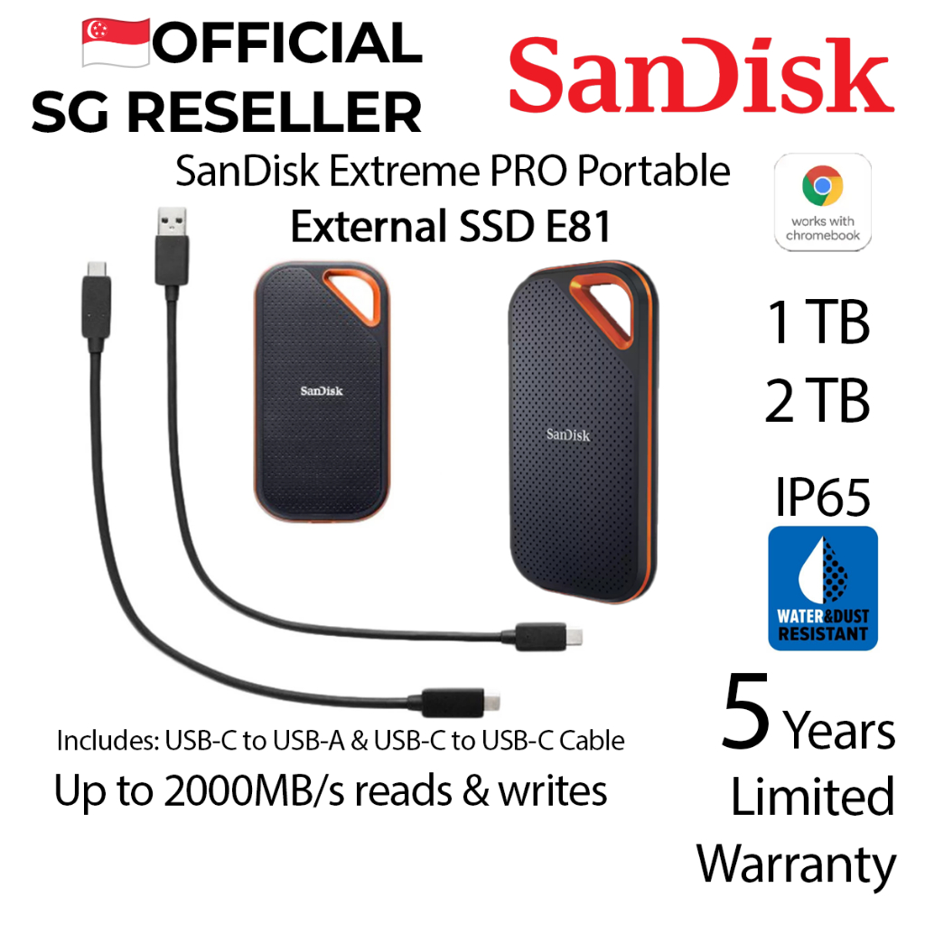 SanDisk Extreme PRO Portable External SSD E81 [1TB/2TB] | Shopee Singapore